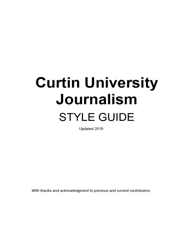 Curtin Journalism Style Guide 2019 | PDF | Adjective | Comma