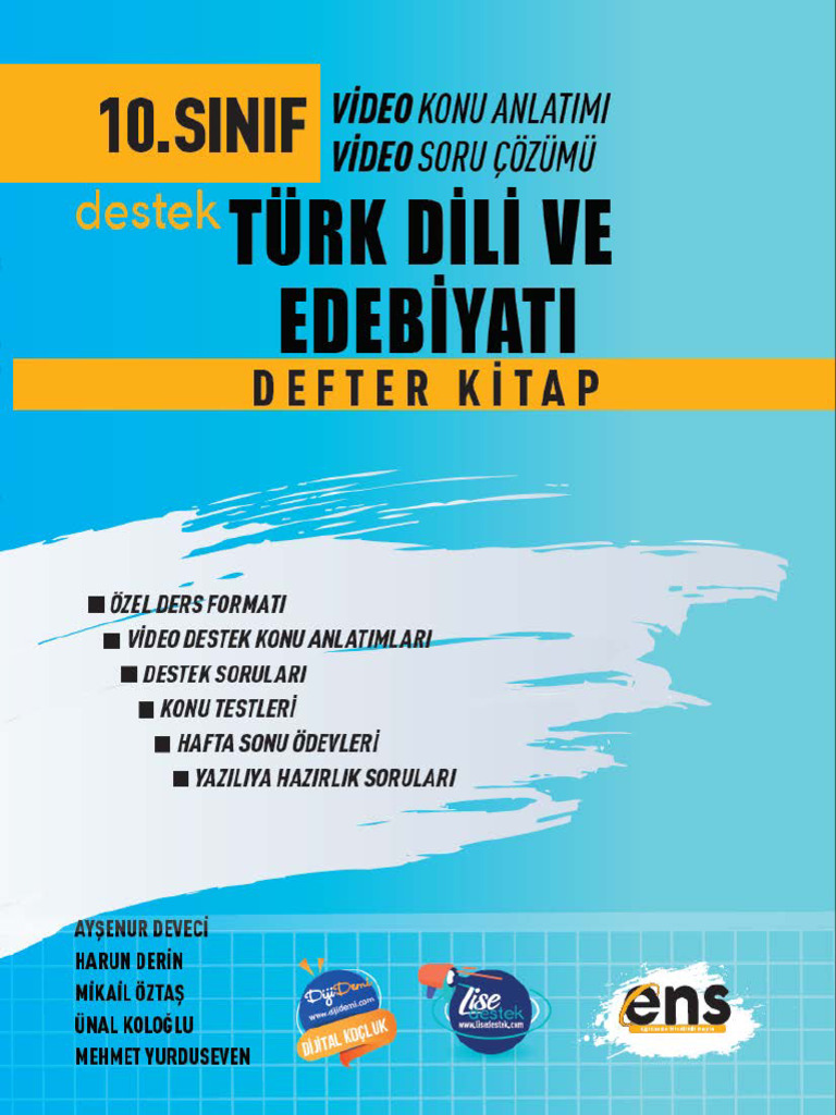Sınıf EDEBİYAT DEFTER KİTAP - ENS YAYINLARI - Ornek | PDF