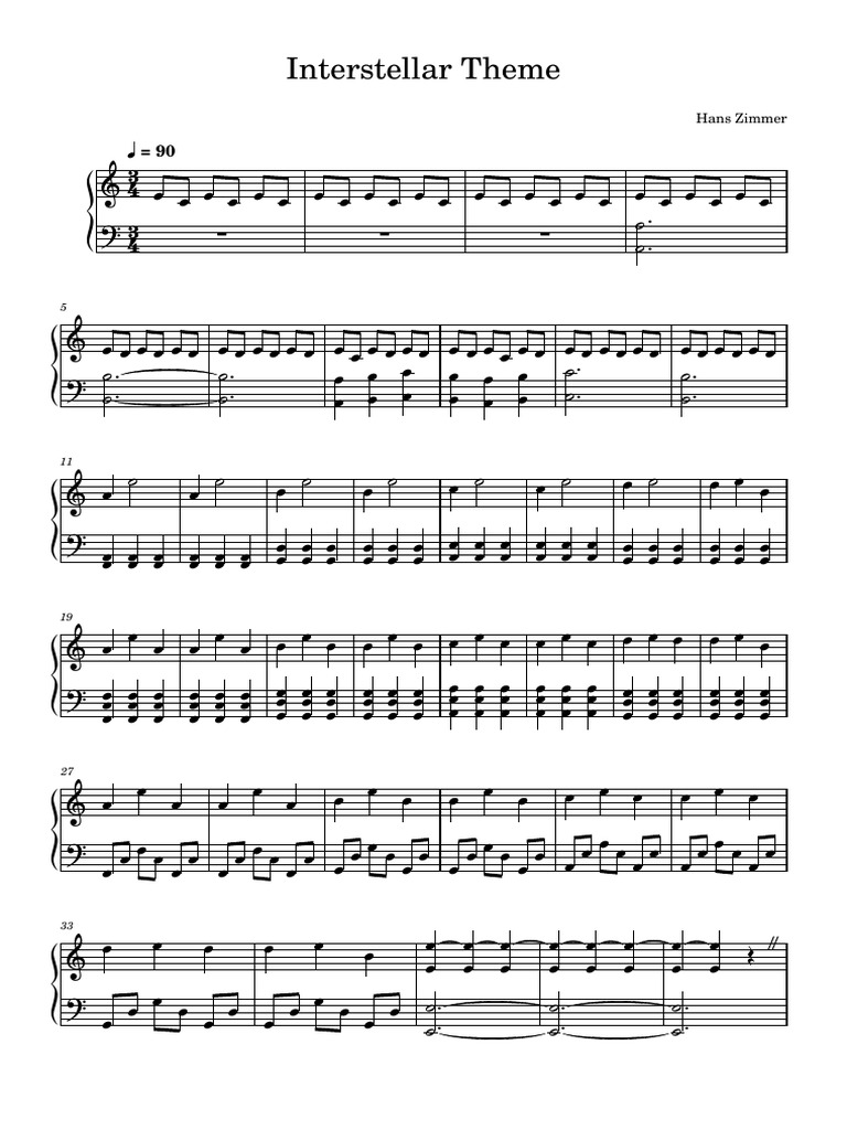 Interstellar Hans Zimmer Interstellar Theme Easy Piano | PDF