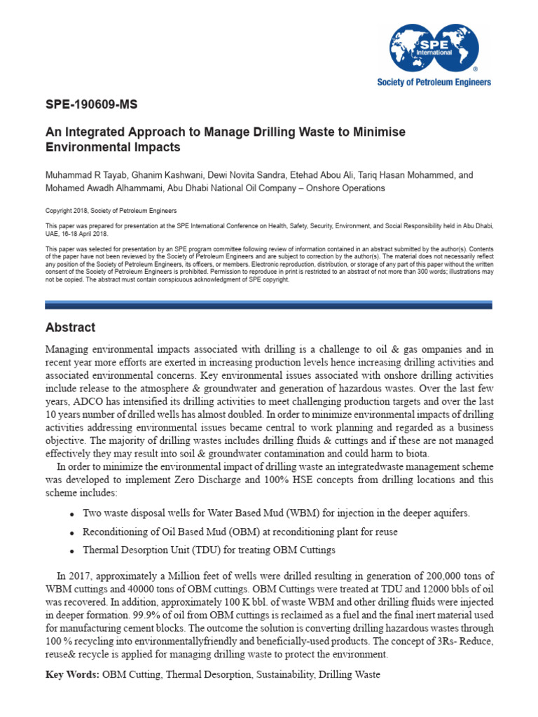 2018 - Un Enfoque Integrado para DWM | PDF | Waste | Oil Well