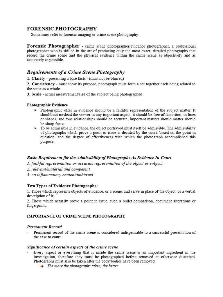 Forensic Photography Guide | PDF | Crime Scene | Vision