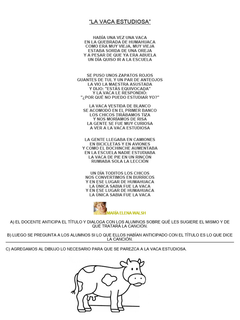 La Vaca Estudiosa Secuencia Didáctica | PDF