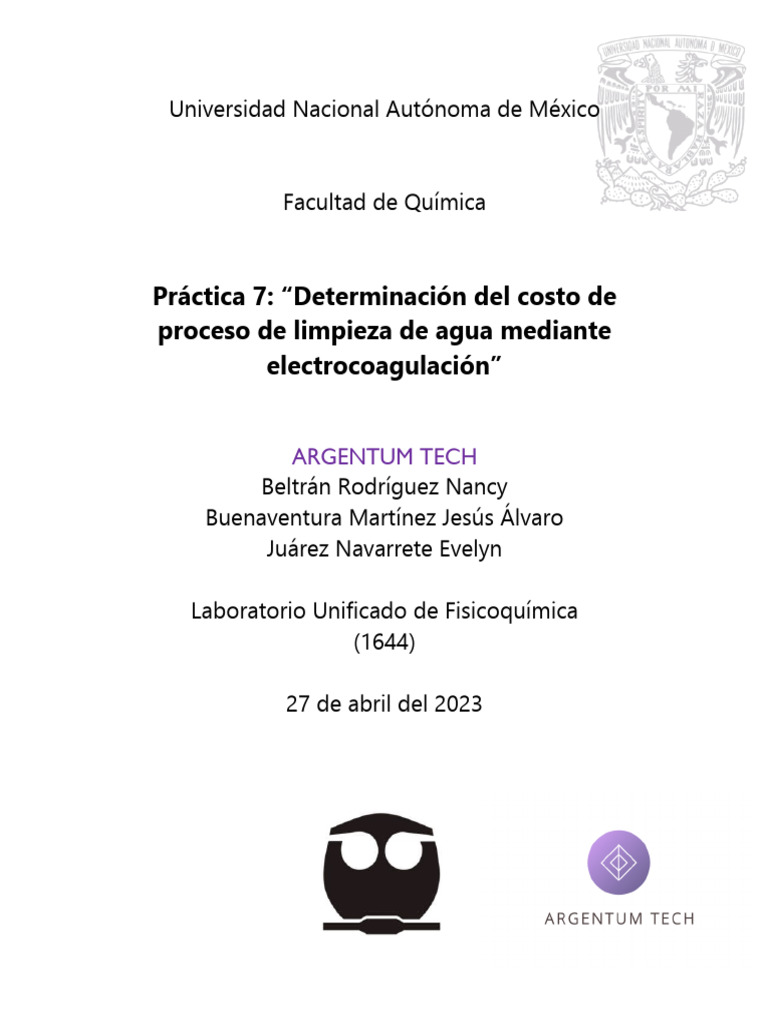 Luf 1644 Informe 7 Electrocoagulacion | PDF | Agua | Ph