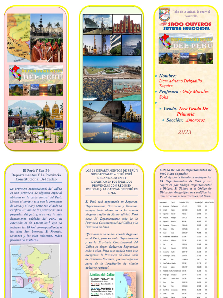 Triptico de Los 24 Departamentos | PDF | Perú | América del Sur