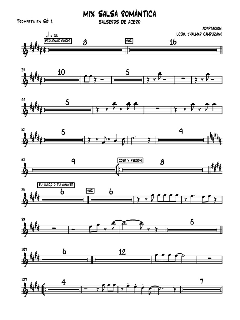 MIX SALSA ROMÁNTICA - Trompeta 1 | PDF