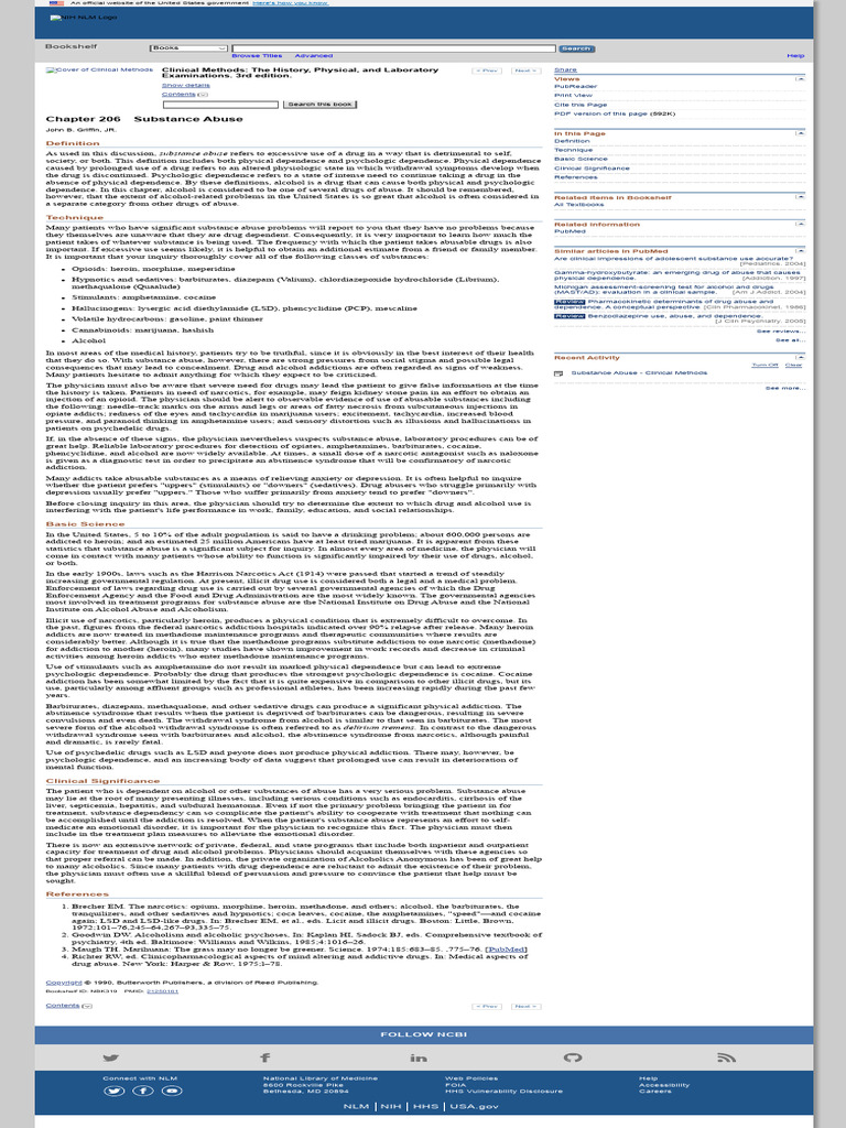 Substance Abuse - Clinical Methods - NCBI Bookshelf | PDF | Substance ...