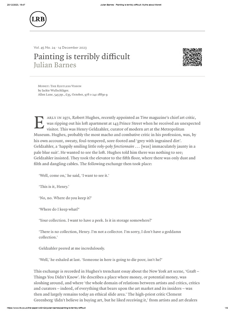 Julian Barnes - Monet | PDF | Claude Monet | Impressionism