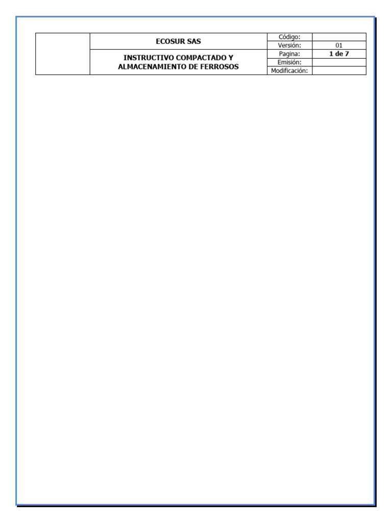 Instructivo Compactado y Almacenamiento de Ferrosos | PDF