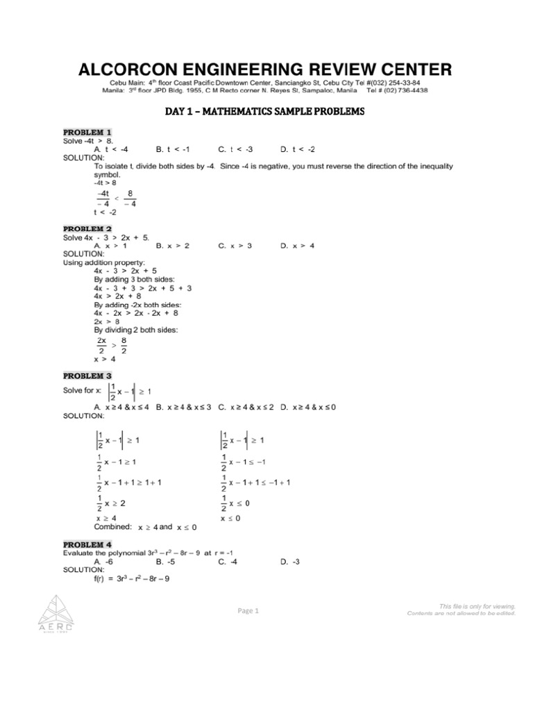 Sample Problem Math Day 1 | PDF