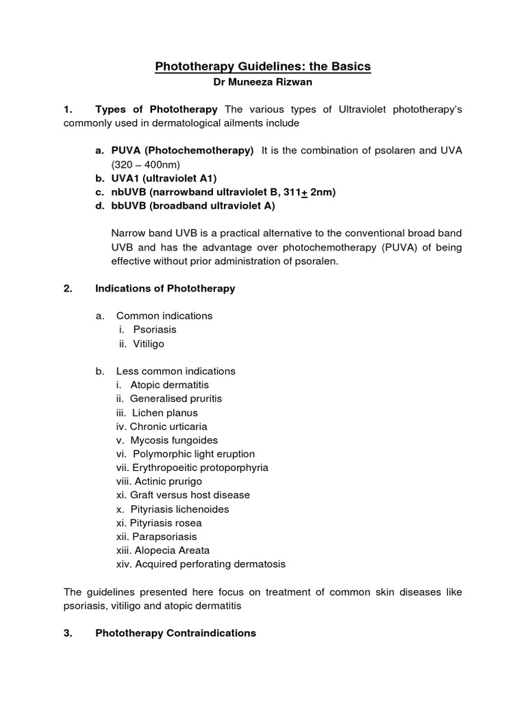 Phototherapy Guidelines for Skin Conditions | PDF | Clinical Medicine ...