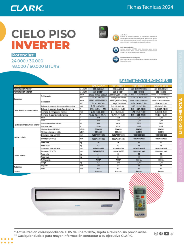 CLARK - Fichas Tecnicas 2024 Cielo Piso Inverter | Descargar gratis PDF ...