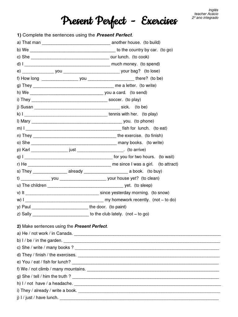 PRESENT PERFECT EXERCISES I | PDF | Perfect (Grammar) | Language Mechanics