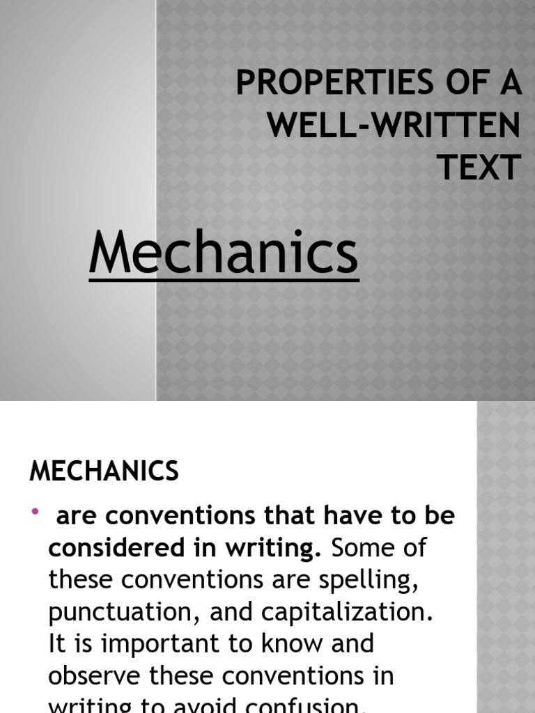 Properties of A Well Written Text | PDF | Punctuation | Comma
