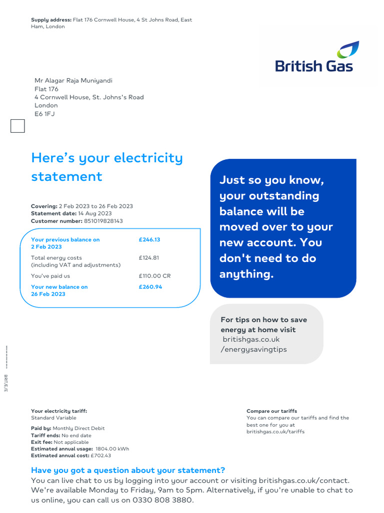 Electricity Statement Summary 2023 | PDF
