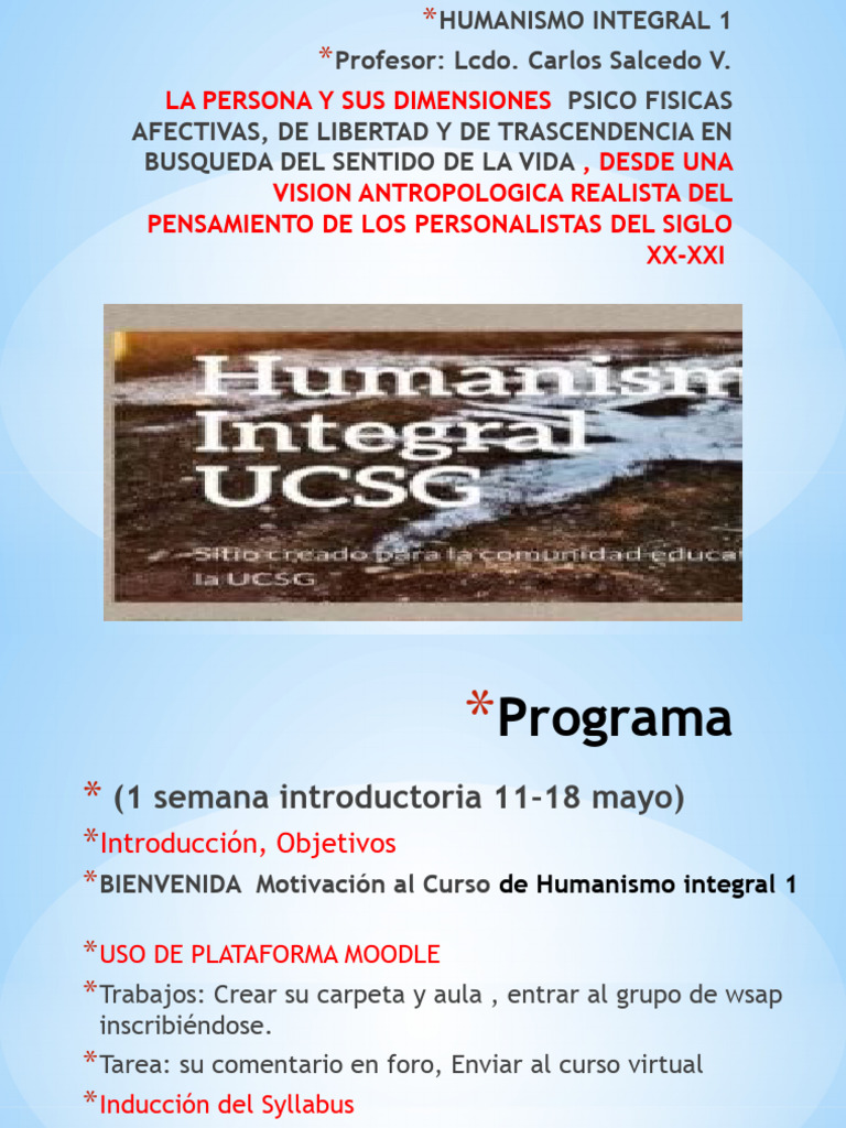 CLASE INTRODUCTORIA Humanismo Integral 1 | PDF | Ciencias sociales | Arte