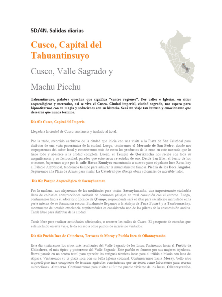 Cusco, Capital Del Tahuantinsuyo | PDF | Machu Picchu | Imperio Inca