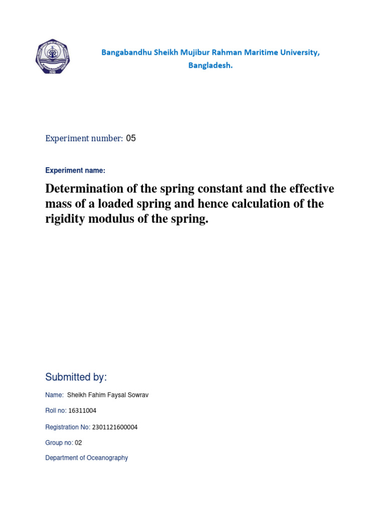Spring Constant and Rigidity Modulus Analysis | PDF | Young's Modulus ...