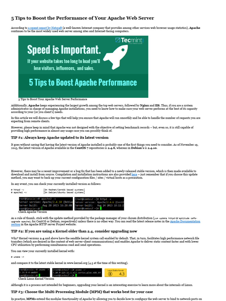5 Tips To Boost The Performance of Your Apache Web Server | PDF | Apache Http Server | Web Server
