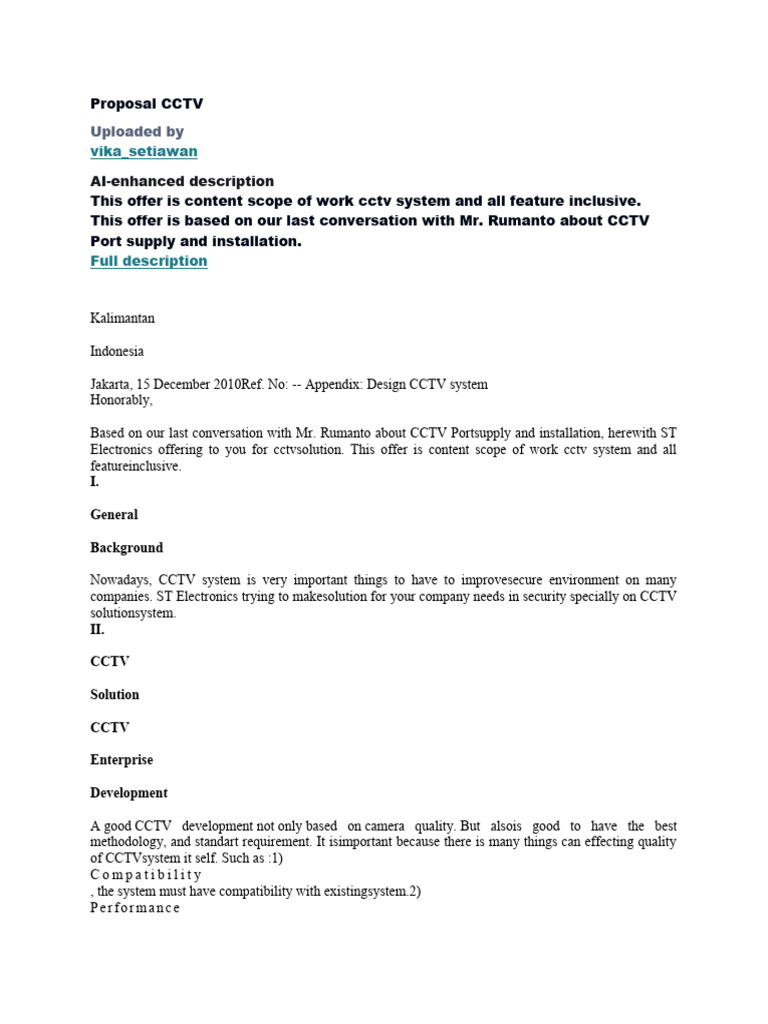 Proposal CCTV | PDF | Closed Circuit Television | Digital Technology