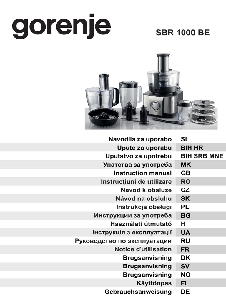 Gorenje SBR1000BE Food Processor | PDF
