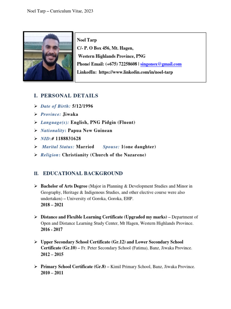 Noel Tarp Updated CV 2023 | PDF | Geographic Information System ...