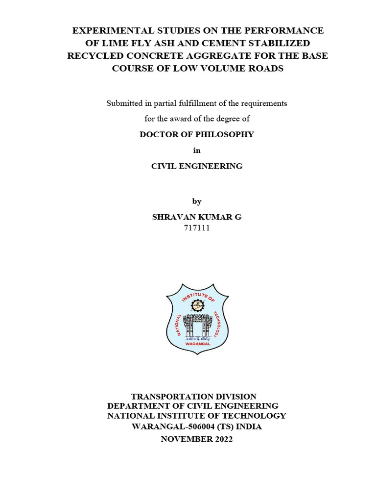 Thesis 717111 G Shran Kumar | PDF | Concrete | Road Surface