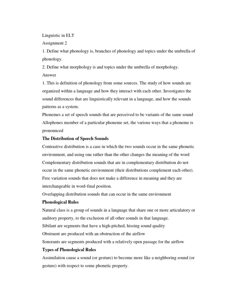 Assignment 2, LinELT B, Muh. Agradean Triyono | PDF | Word | Part Of Speech