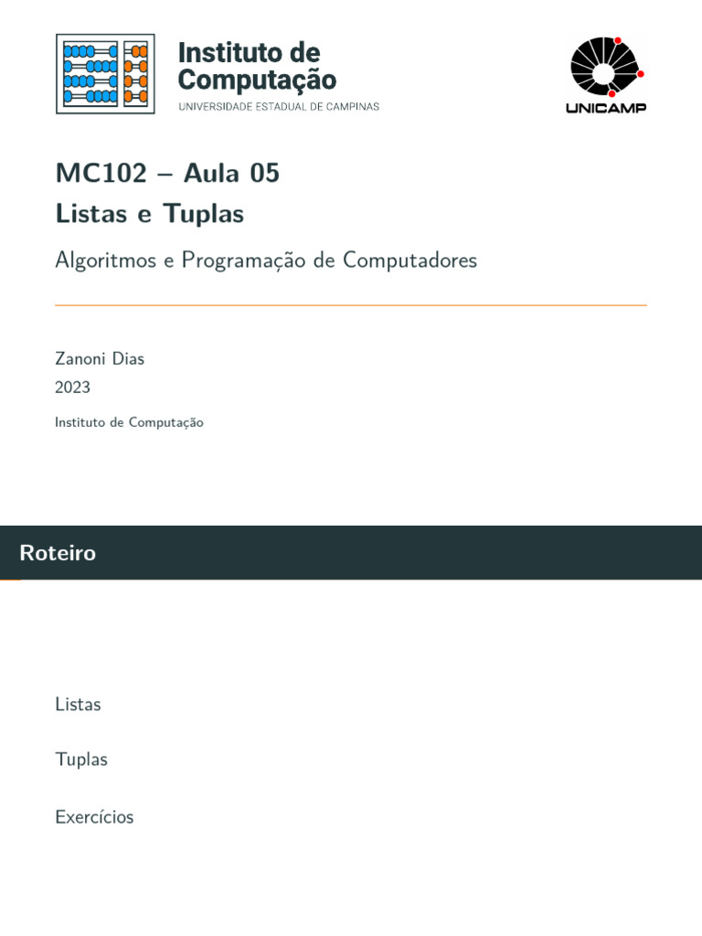 Algoritmos Listas e Tuplas | PDF | Mediana (Estatística) | Programação ...