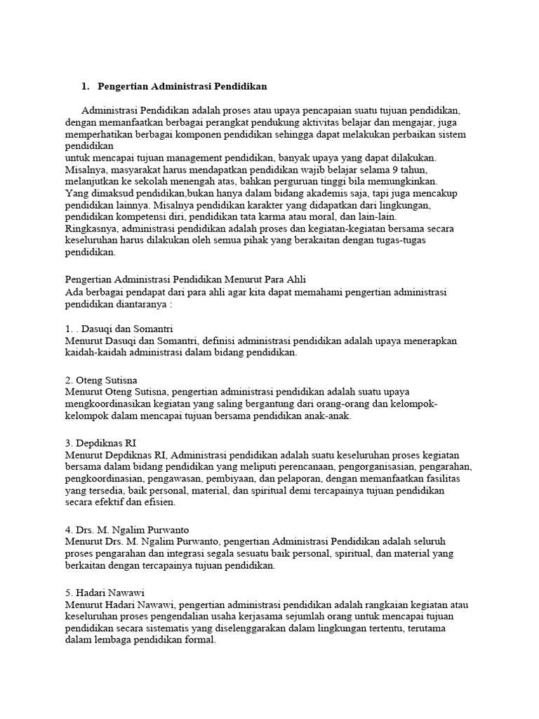 Pengertian Administrasi Pendidikan | PDF