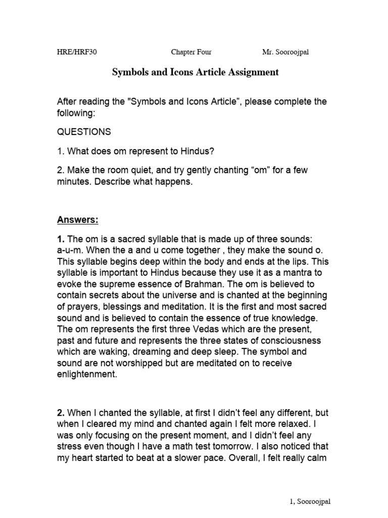 Chapter 4 - Symbols and Icons Article Assignment - Hinduism | PDF