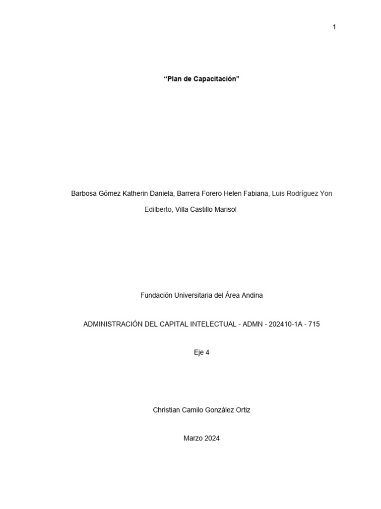 EJE 4-Plan de Capacitacion Marisol C | Descargar gratis PDF ...