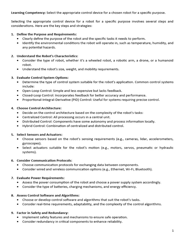 Competency 2 | PDF | Robot | Robotics