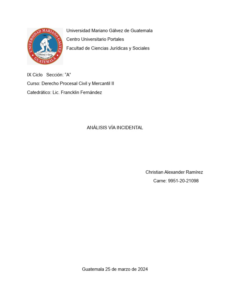 Analisis Via Incidental | PDF | Ley procesal | Demanda judicial