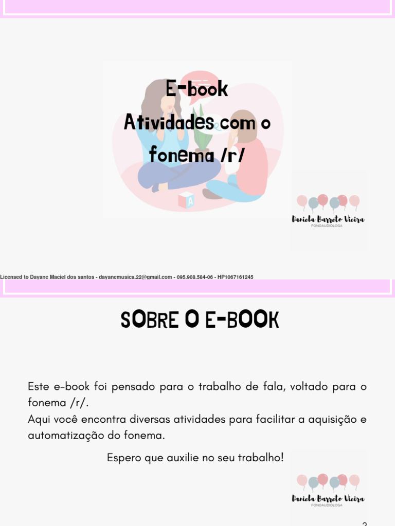 E-Book Atividades Práticas para o Fonema R - Fono Daniela Barreto | PDF | Linguística