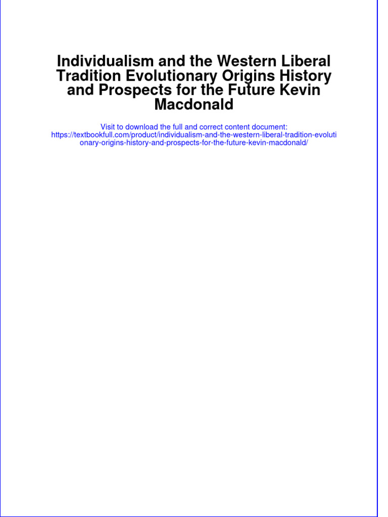 PDF Individualism and The Western Liberal Tradition Evolutionary ...