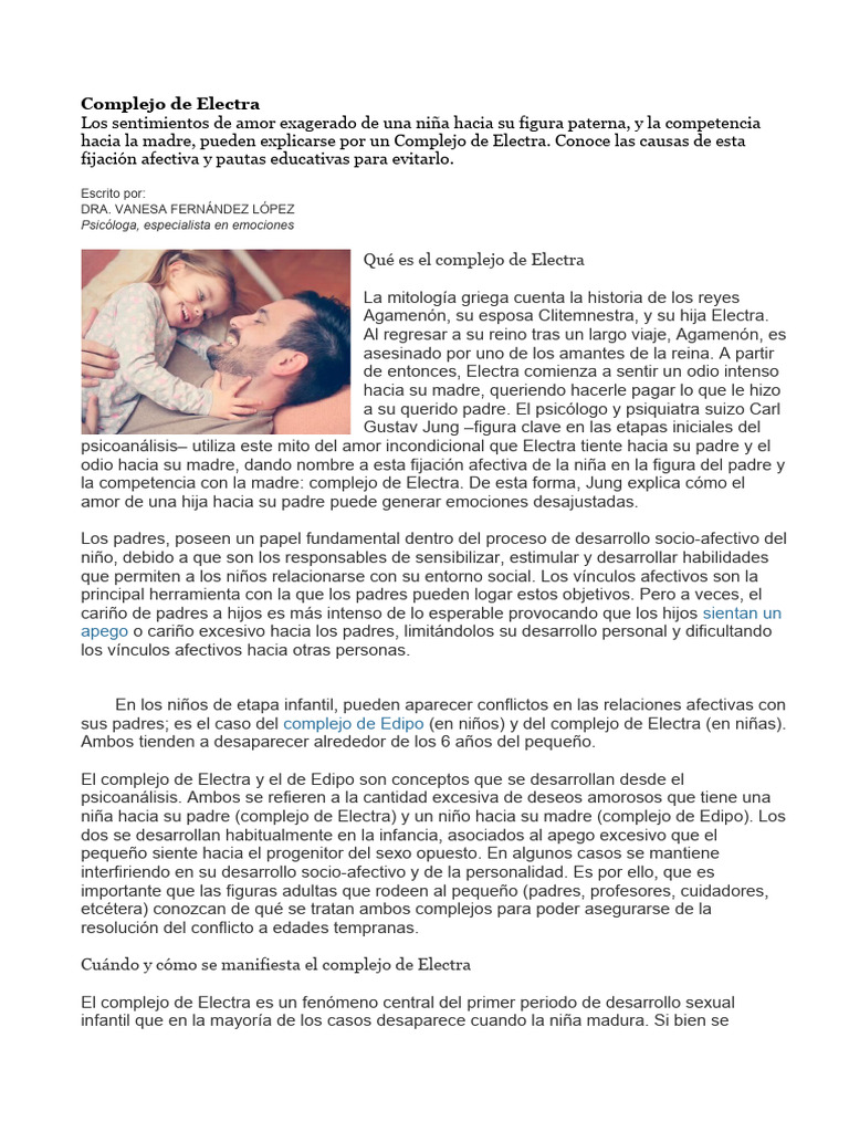 Complejo de Electra | PDF | Complejo de Edipo | Teoría de apego