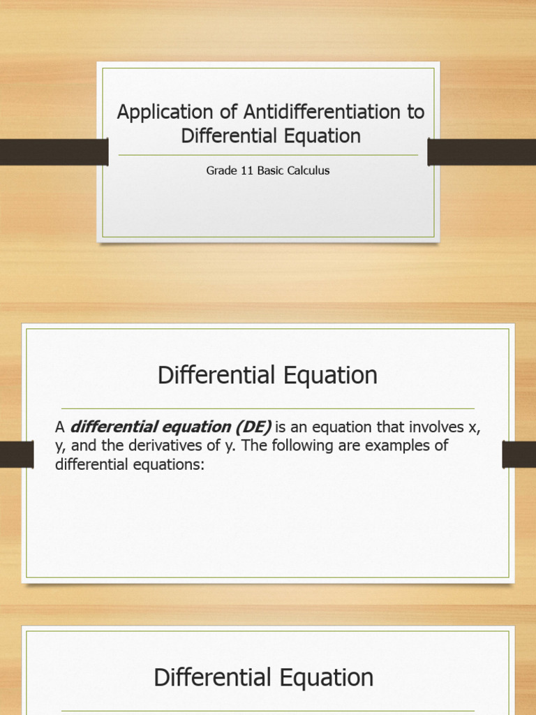 Application of Antidifferentiation To Differential Equation | PDF | Equations | Ordinary ...