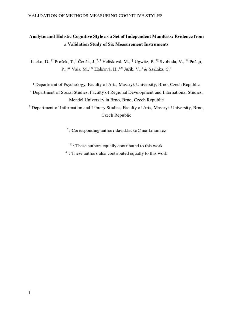 Manuscript | PDF | Validity (Statistics) | Cognition