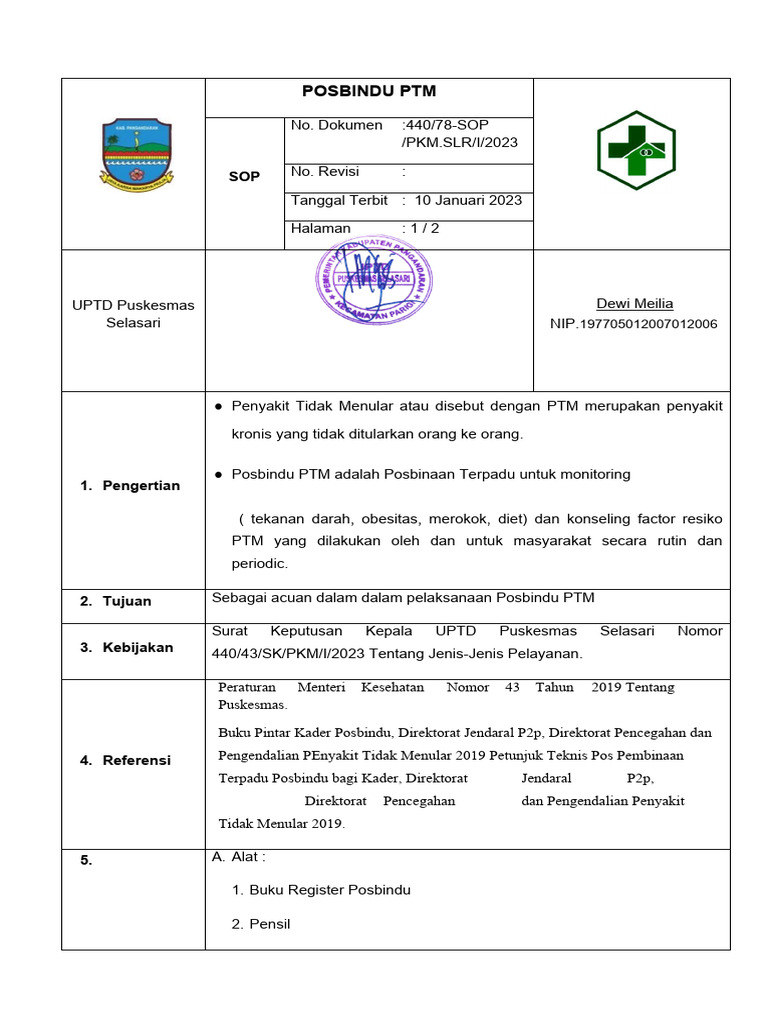 Sop Posbindu PTM | PDF