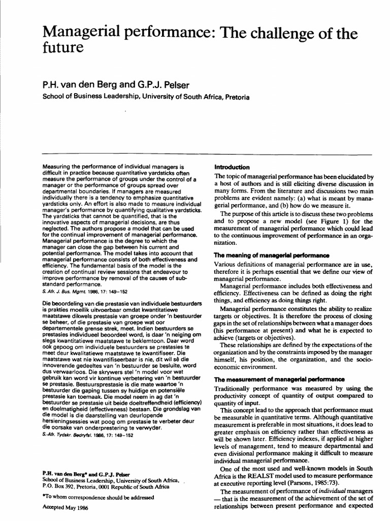 Managerial Performance The Challenge of The Future | PDF | Creativity ...