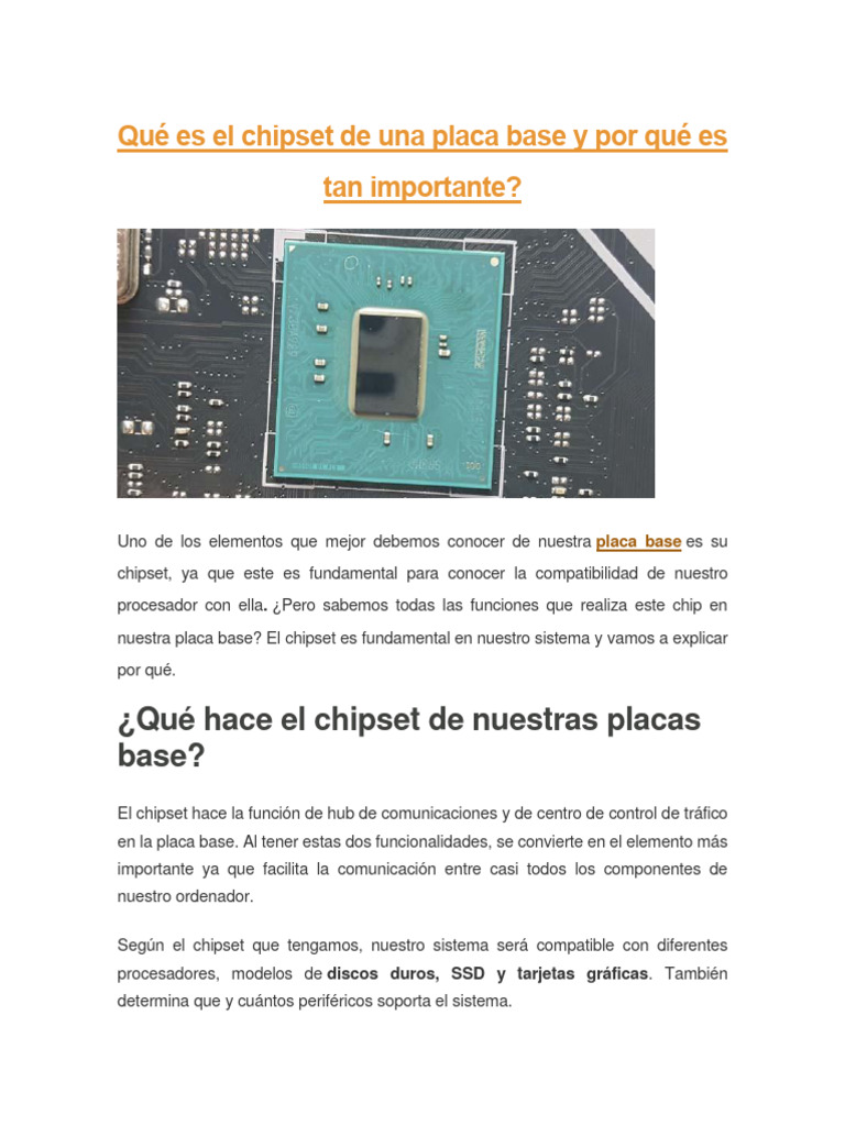 Qué Es El Chipset de Una Placa Base y Por Qué Es Tan Importante | PDF ...