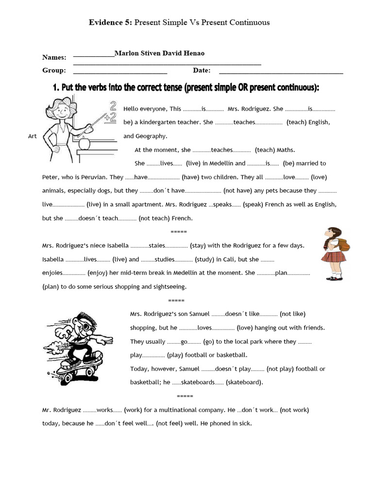 Present Simple vs. Progressive Knowledge Evidence | PDF | Games & Activities | Language Arts ...