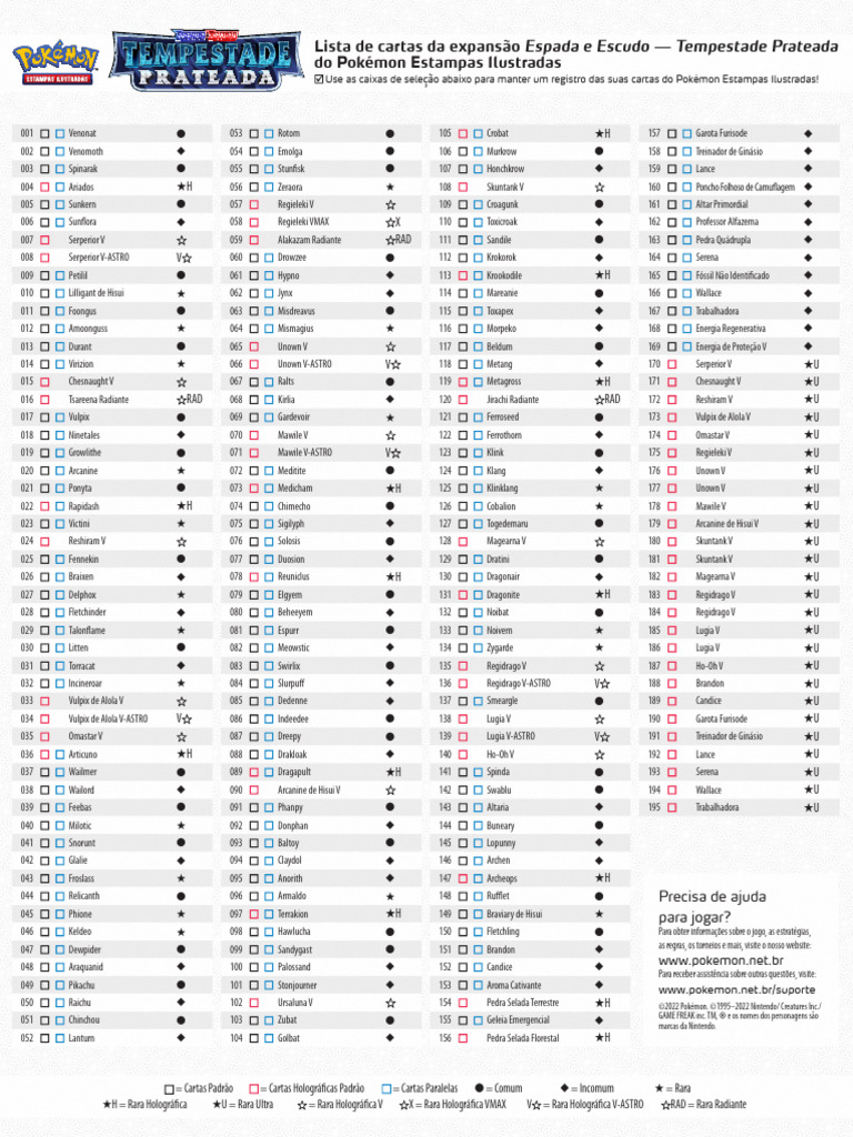 SWSH12 Card List PTBR | PDF | Pokémon | Videojuegos