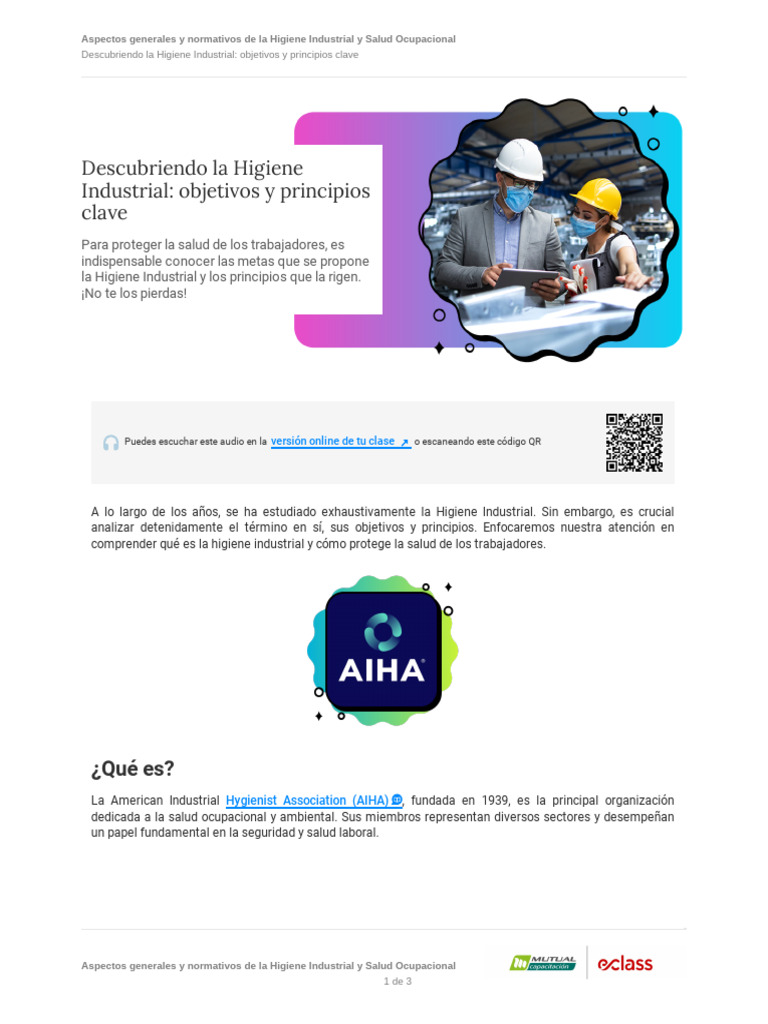 Aspectos Generales y Normativos de La Higiene Industrial y Salud Ocupacional Descubriendo La ...