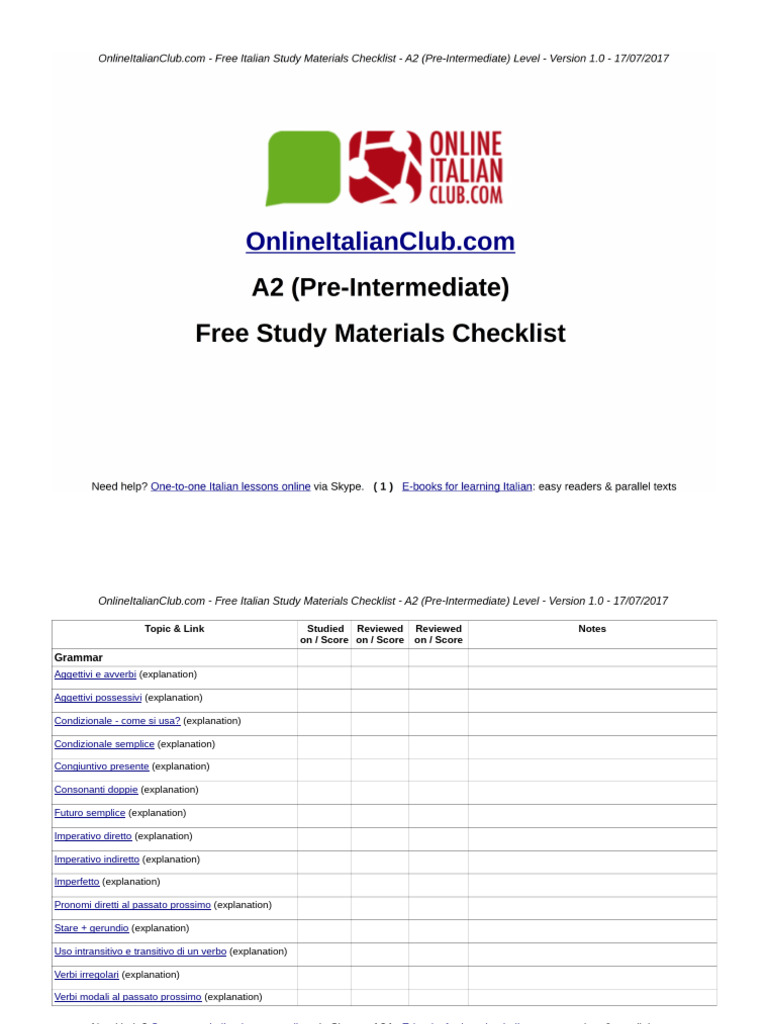 Checklist A2 Version 1.0 2 | PDF