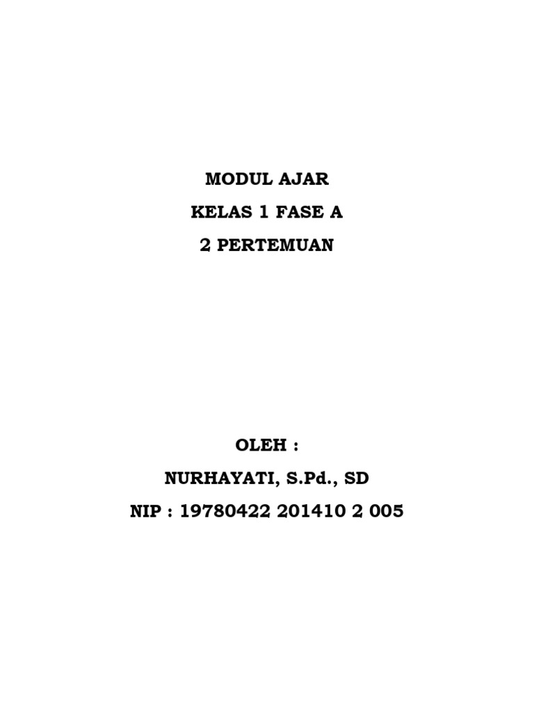 MODUL KELAS 1 OK 2 Kali Pertemuan | PDF