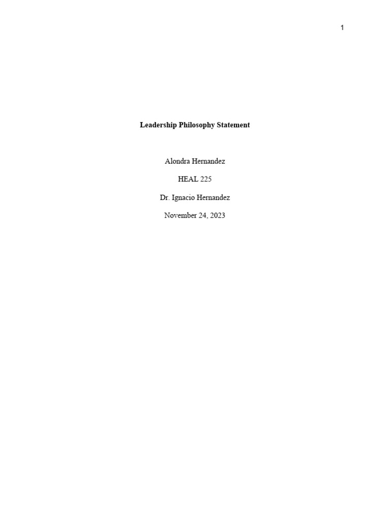 Leadership Philosophy Statement Heal225 | PDF | Leadership | Social ...