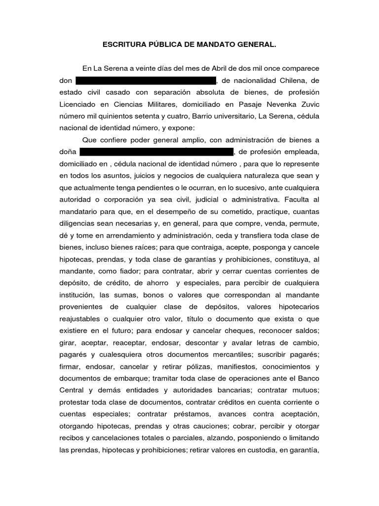 Mandato General Con Facultades de Administracion | Descargar gratis PDF ...