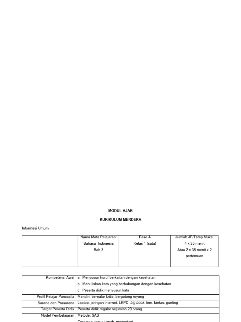 Modul Ajar Kelas 1 | PDF | Karier & Perkembangan | Sains & Matematika