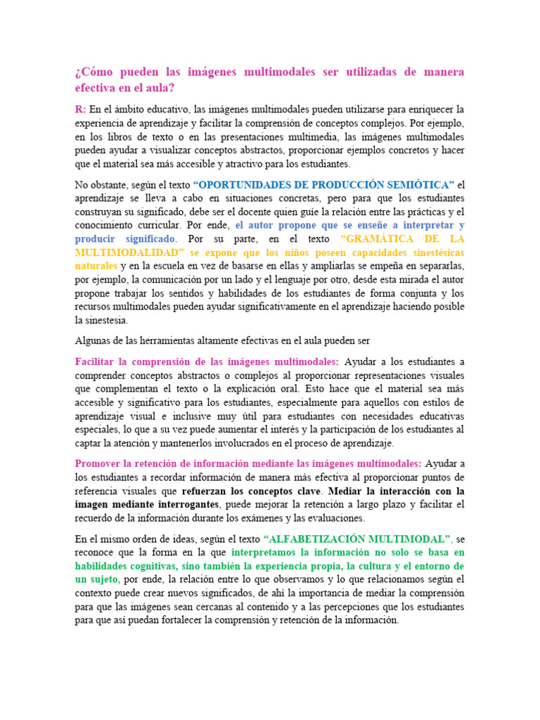 Repaso Prueba 1 Multimodalidad | PDF | Aprendizaje | Imagen
